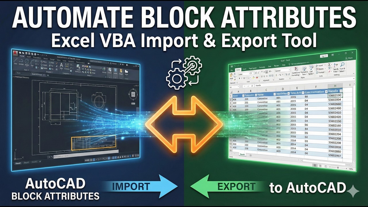 AutoCAD Block Attributes Import/Export VBA Excel - Batch Update - YouTube