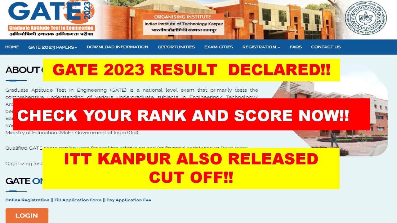 GATE 2023 RESULTS AND CUT OFF RELEASED !! - YouTube