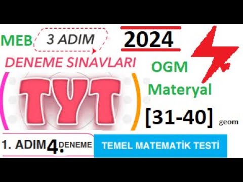 3 Adım Deneme Sınavları | TYT | 1. Adım 4. Deneme | Matematik | Temel Matematik Testi | MEB | 2024