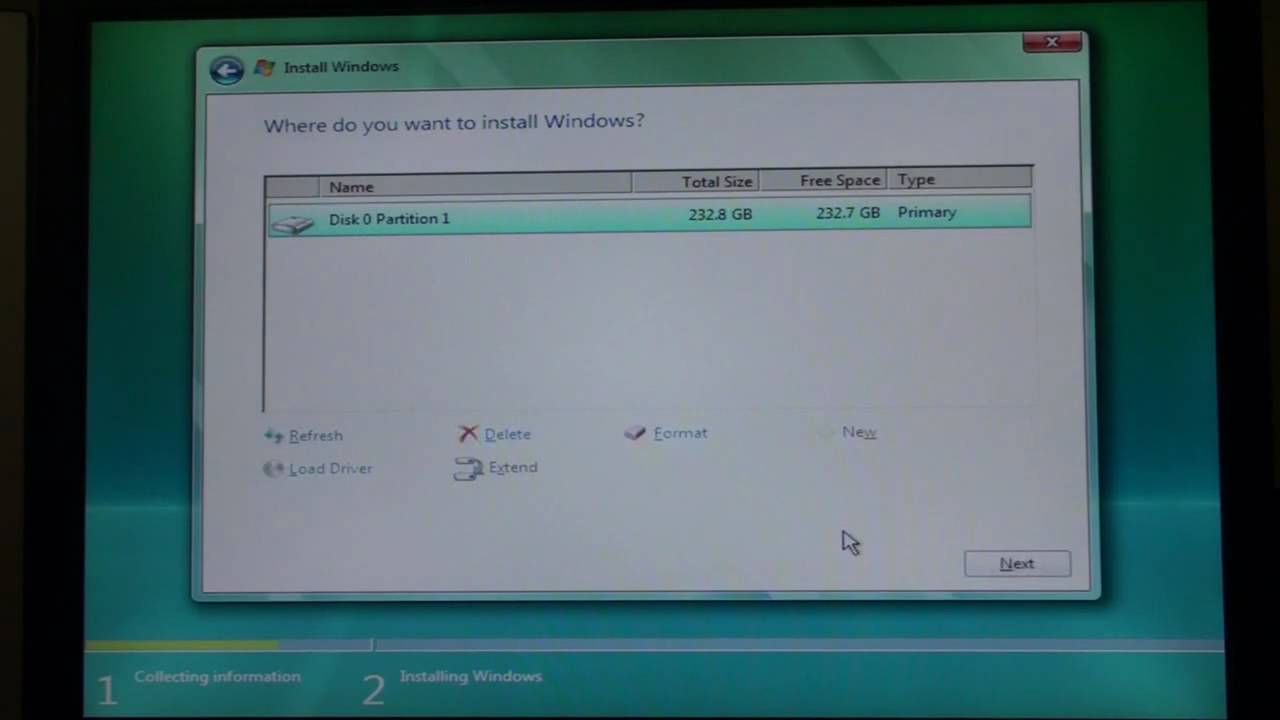 Format Disk Using Windows Setup - YouTube