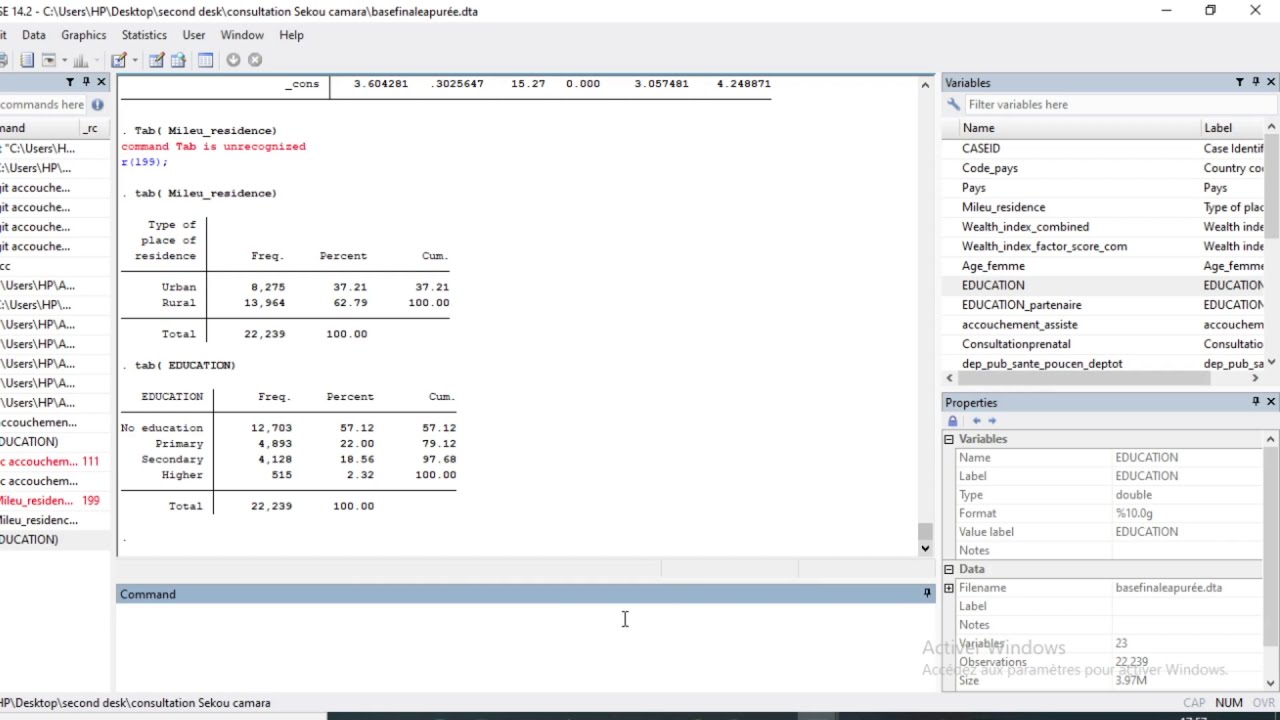 Comment Tabuler Une Variable Stata Youtube