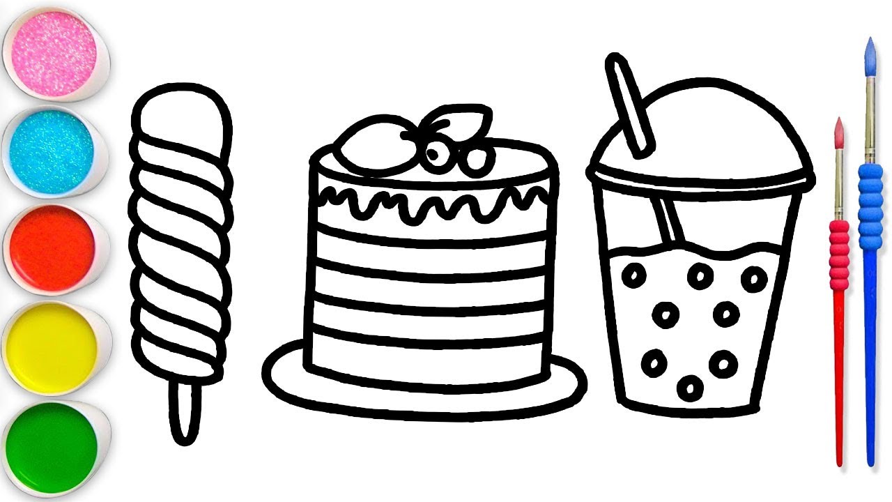 Ice Cream and Cake Drawing, Painting and Coloring for kids and toddlers ...