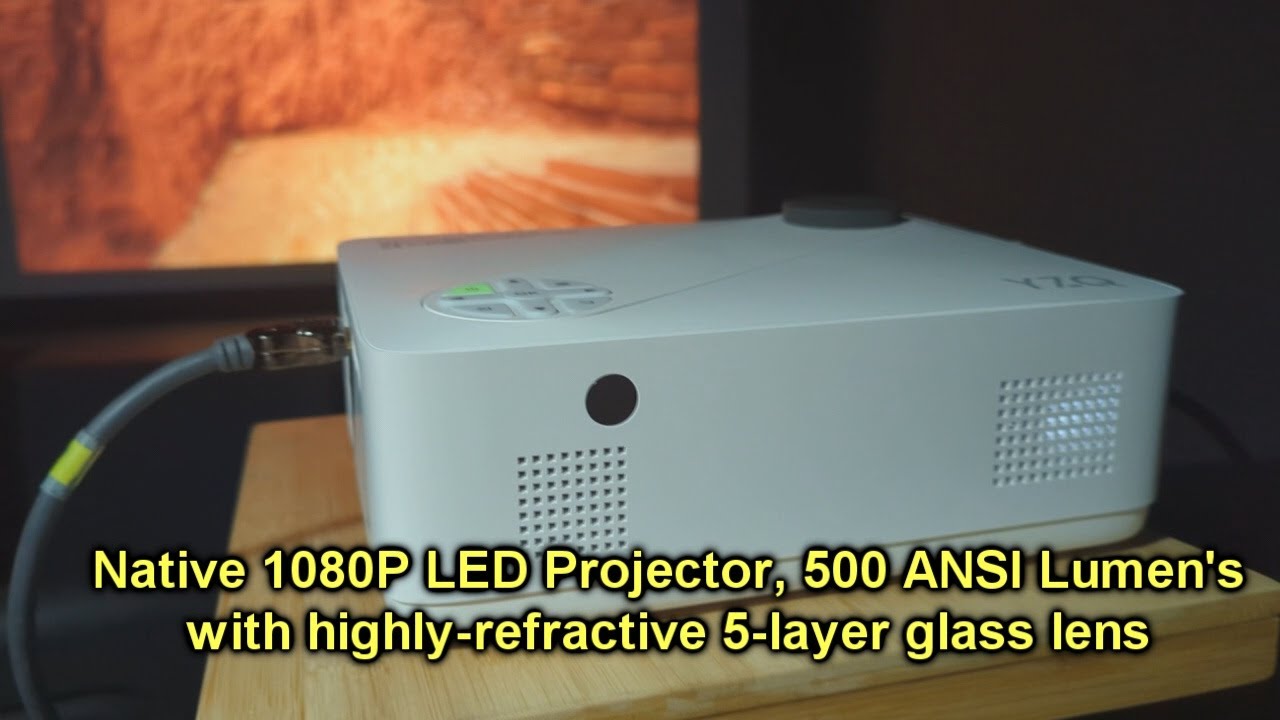 YZQ 1080P LED Projector, 500 ANSI Lumen's highly-refractive 5-layer ...