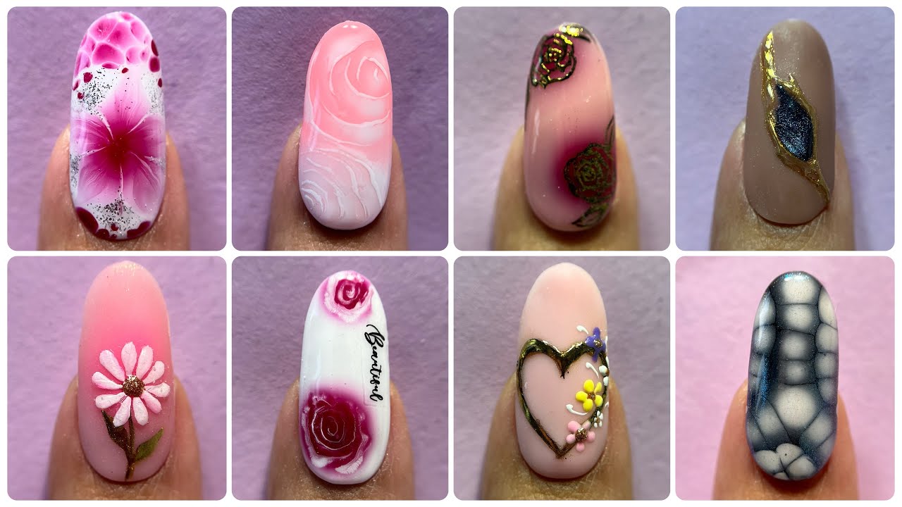 Stuning nail art with blooming gel,chrome powder & jewel designs ...