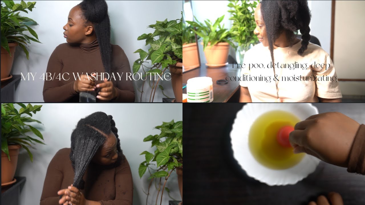 Full natural hair wash day routine for dry and brittle hair- Pre-poo ...