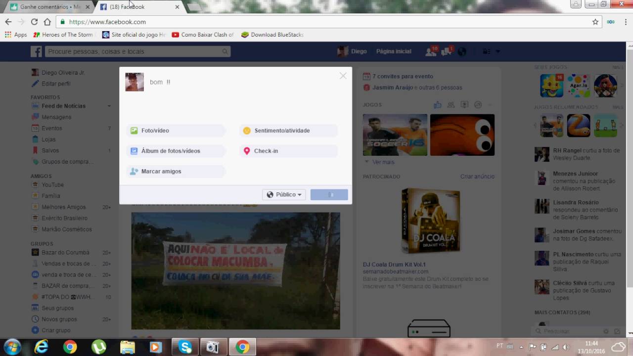 Bug De Curtidas Comentarios e Reações!! - YouTube