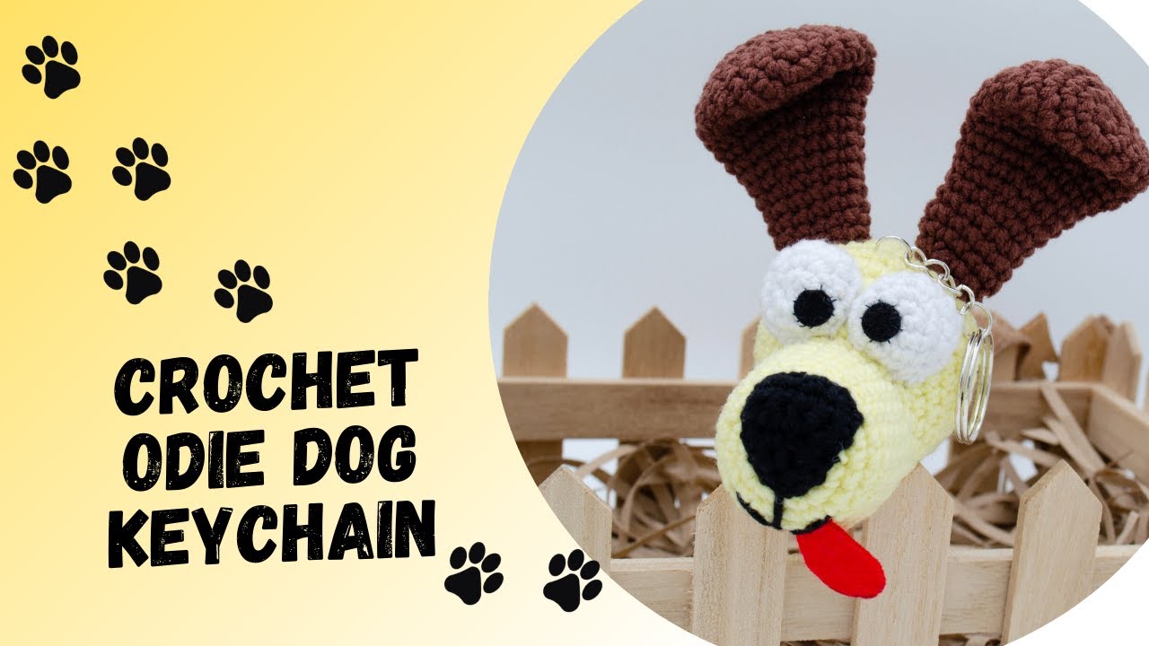 🇺🇸Crochet Odie Dog Keychain Tutorial/Amigurumi Odie Puppy Keychain ...