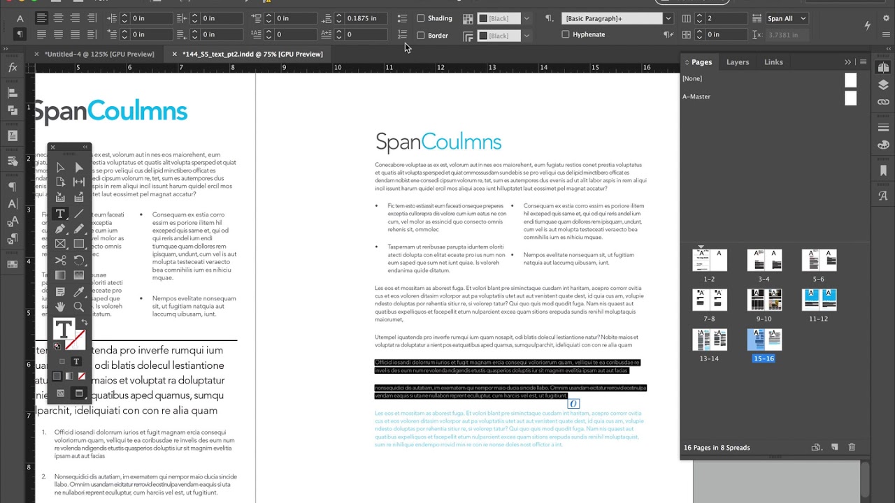 Indesign: Creating text using one text box - YouTube