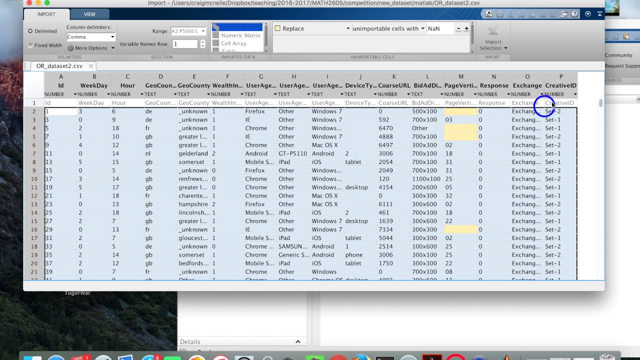 An example of loading a file in comma seperated list format to Matlab ...