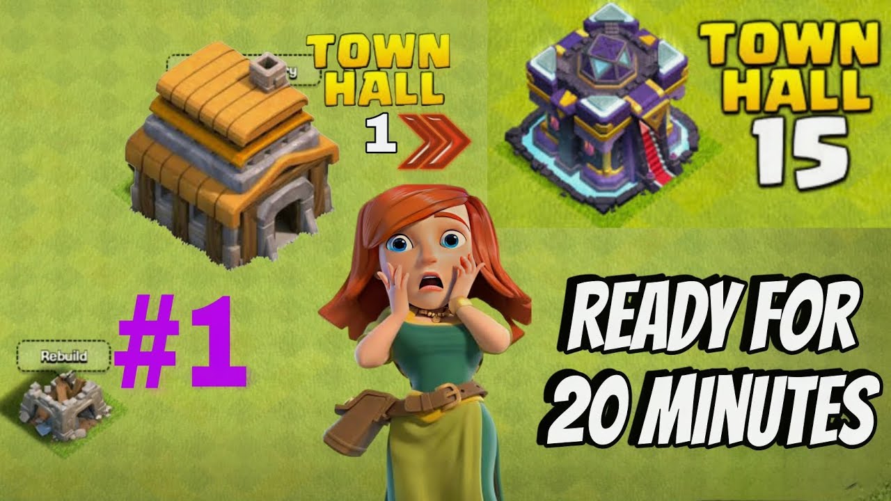 Made it from level 1 town hall to level 15 in 20 minutes - YouTube