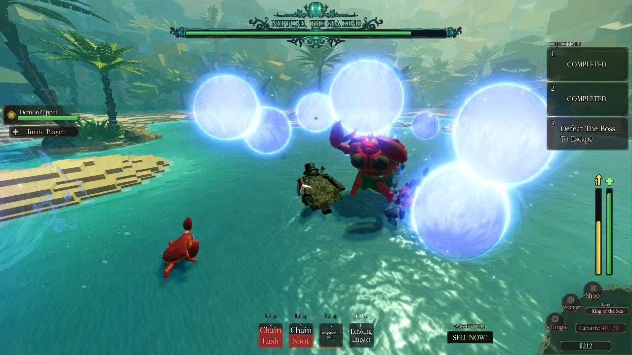 NEPTUNE, THE SEA KING Boss Fight Gameplay 🦀 - Chasms ⛏️ - YouTube