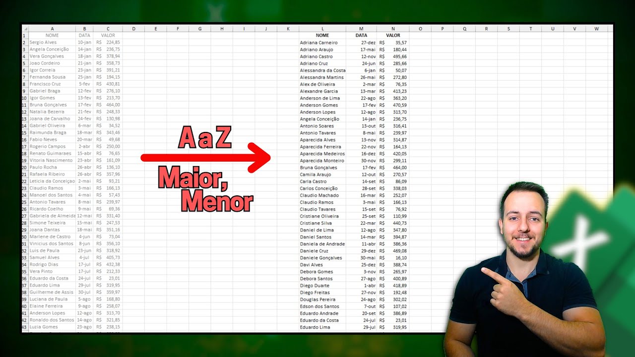 Como Colocar em Ordem Alfabética no Excel de Modo Automático | 3 ...
