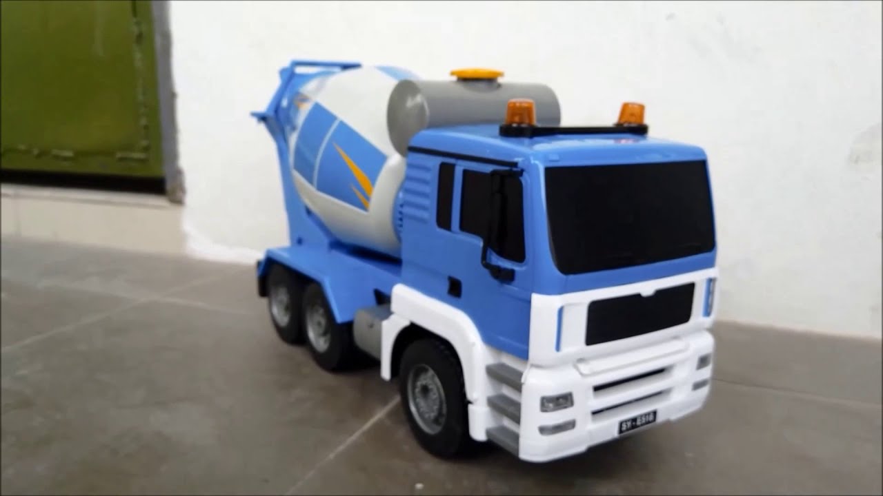RC cement mixer truck double e test - YouTube
