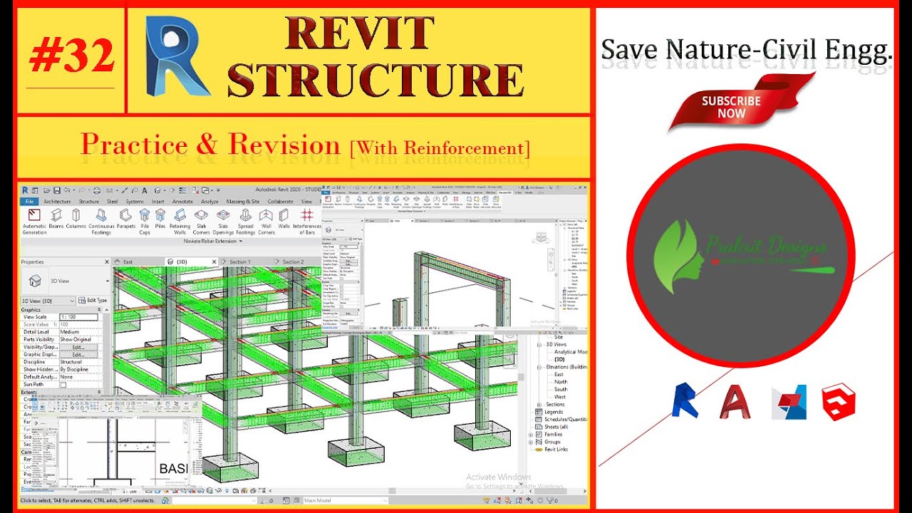 #32. Revit Structure Practice & Reinforcement Details.| Revision| Revit ...