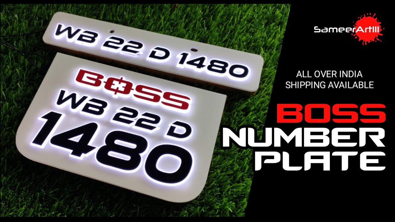 Boss Number Plate | Royal Enfield LED Number Plate | SameerArt111 - YouTube