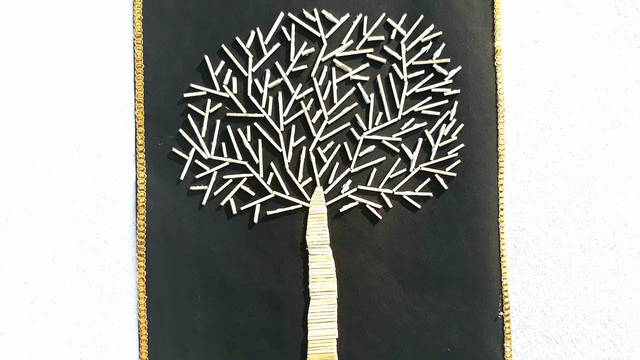DIY Matchstick tree wall hanging.easy matchstick tree making.how to ...
