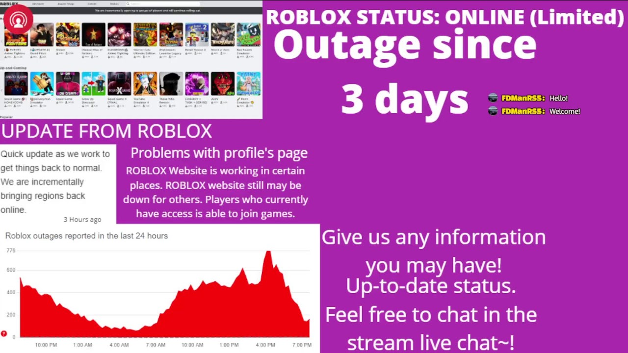 ROBLOX OUTAGE STREAM! (October 31st, 2021) ROBLOX IS SLOWLY COMING BACK ...