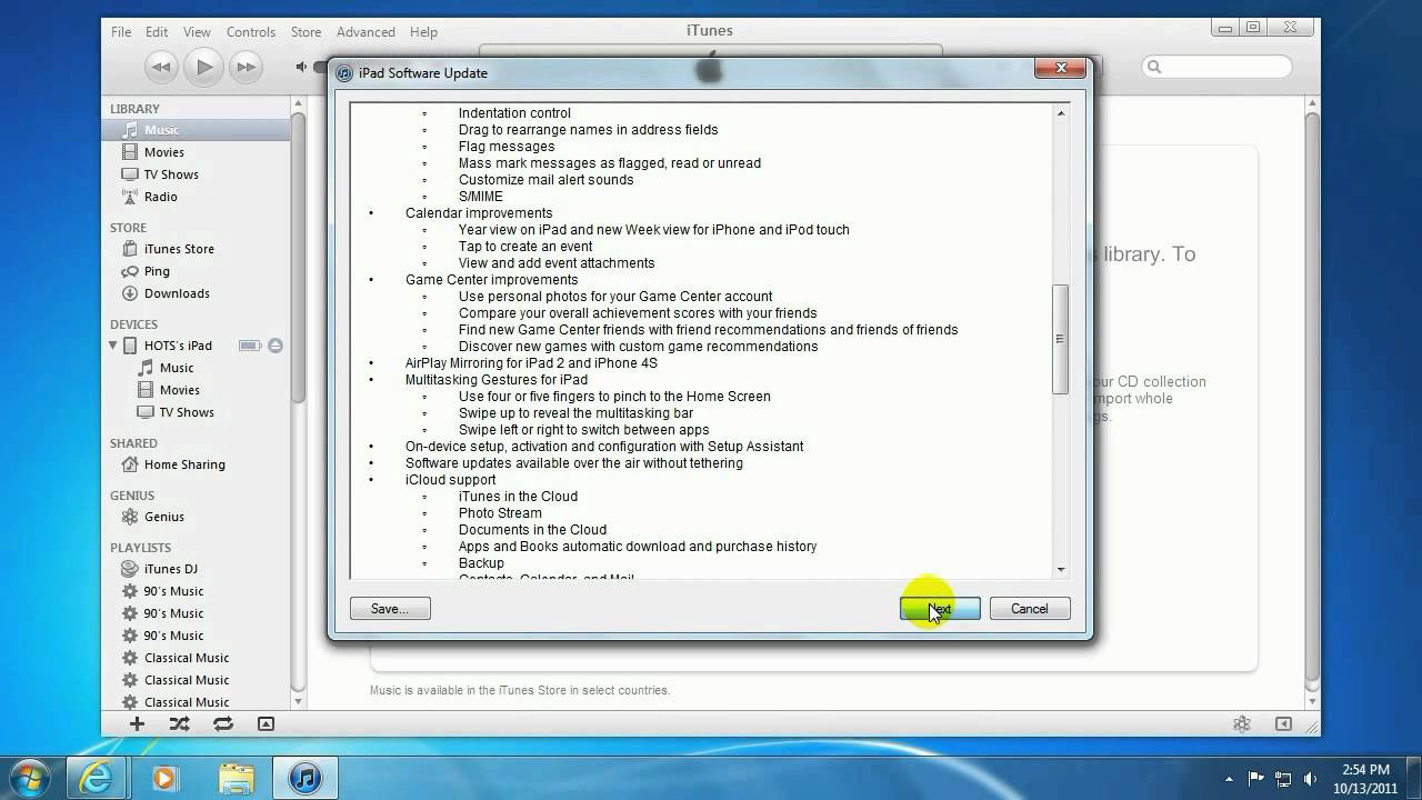 Tech Support: How to update iPad or iPad 2 to new IOS 5 - YouTube