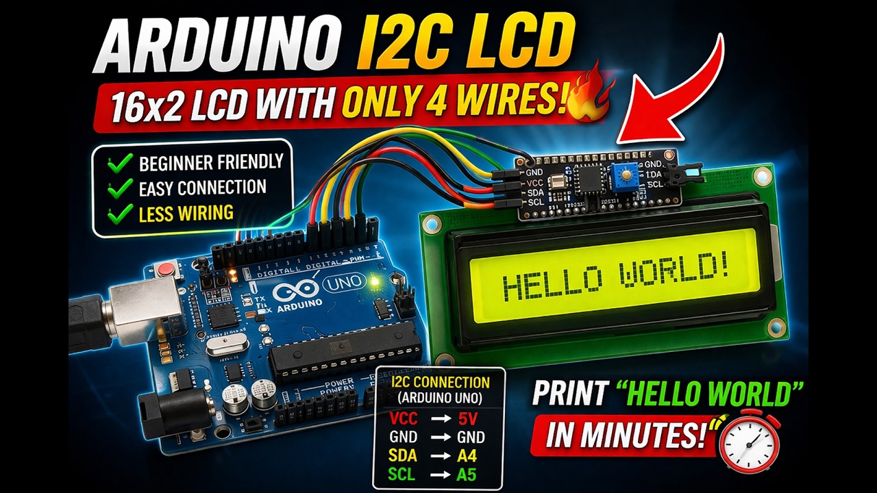16x2 LCD I2C Arduino 🚀 Print “HELLO WORLD” in Minutes - YouTube