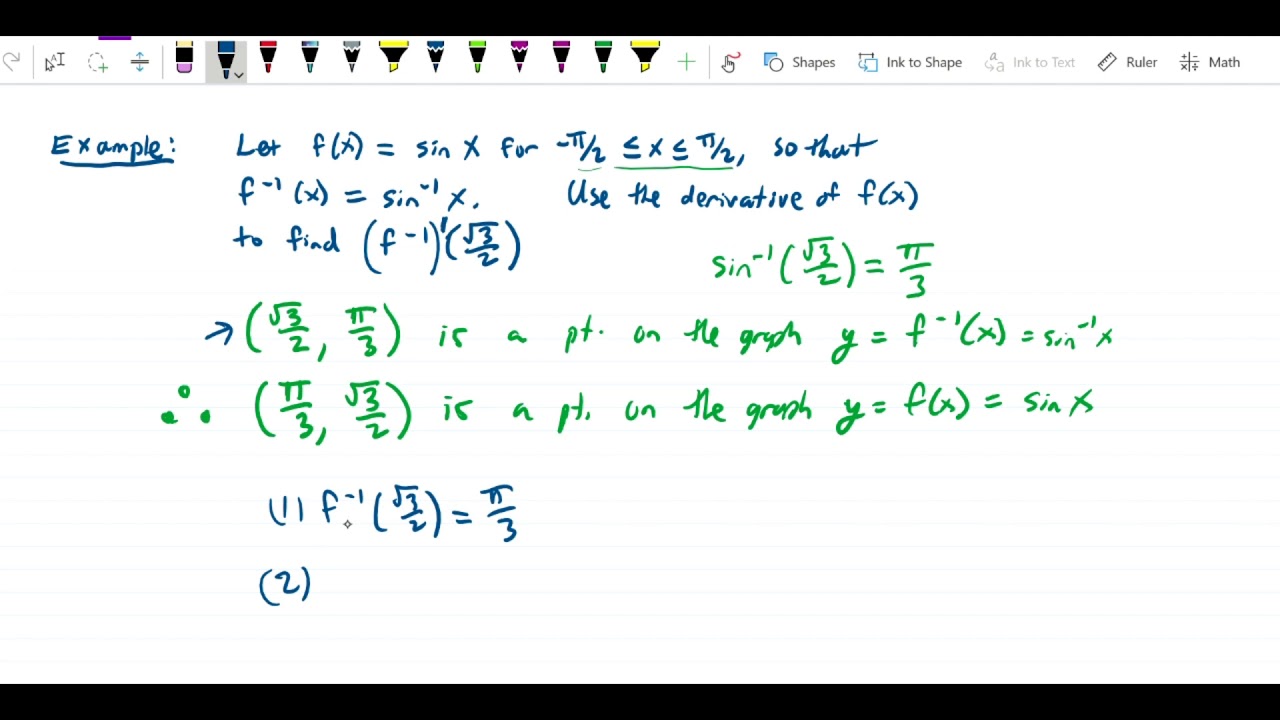 Derivatives of inverse and inverse trig functions Using inverse ...