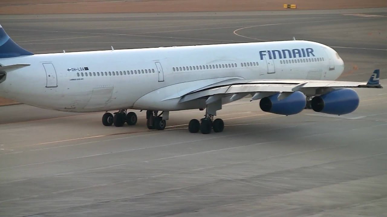 Finnair Airbus A340-300 Sunset Take off at Nagoya - YouTube