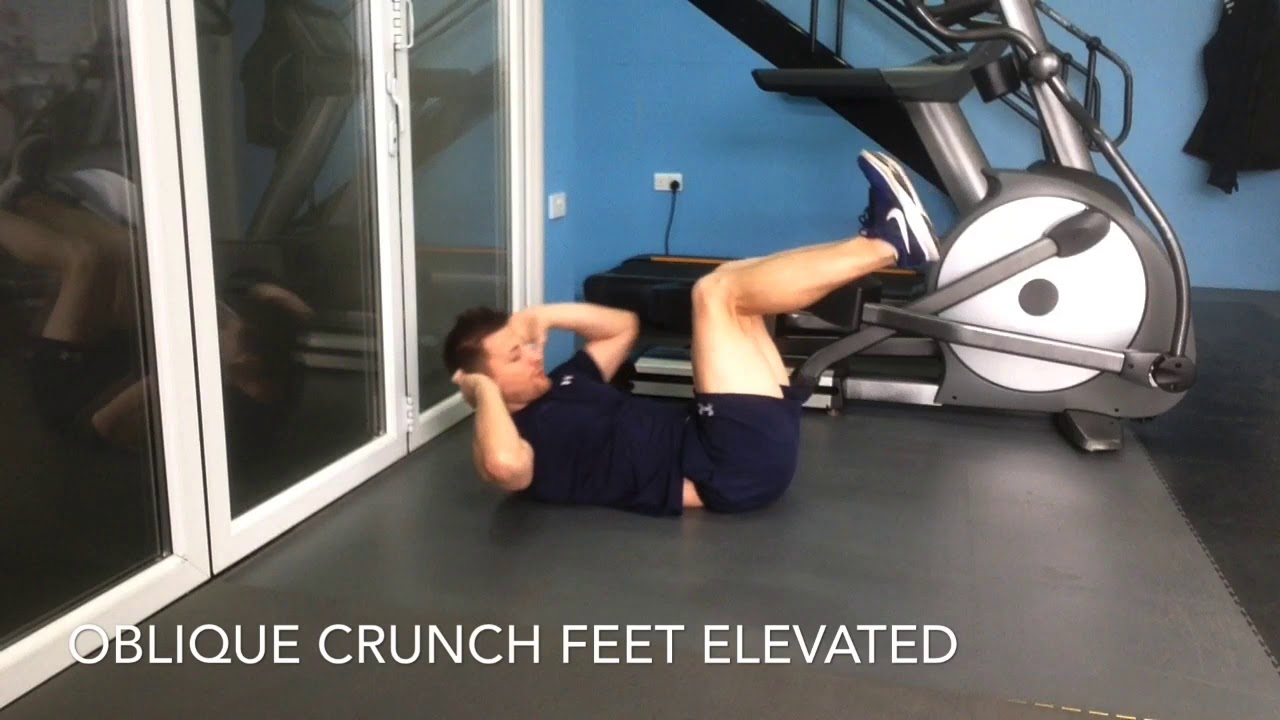 OBLIQUE CRUNCH FEET ELEVATED - YouTube
