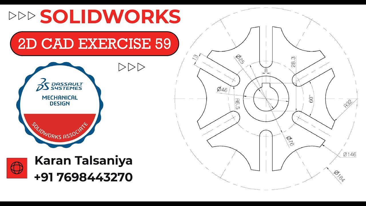 2D CAD EXERCISES 59 IN SOLIDWORKS - YouTube