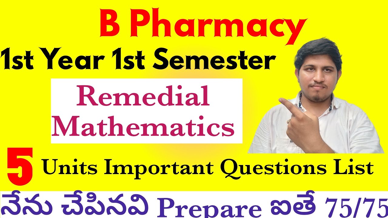 B Pharmacy 1st Year 1st Sem Remedial Mathematics Important Questions💥 ...