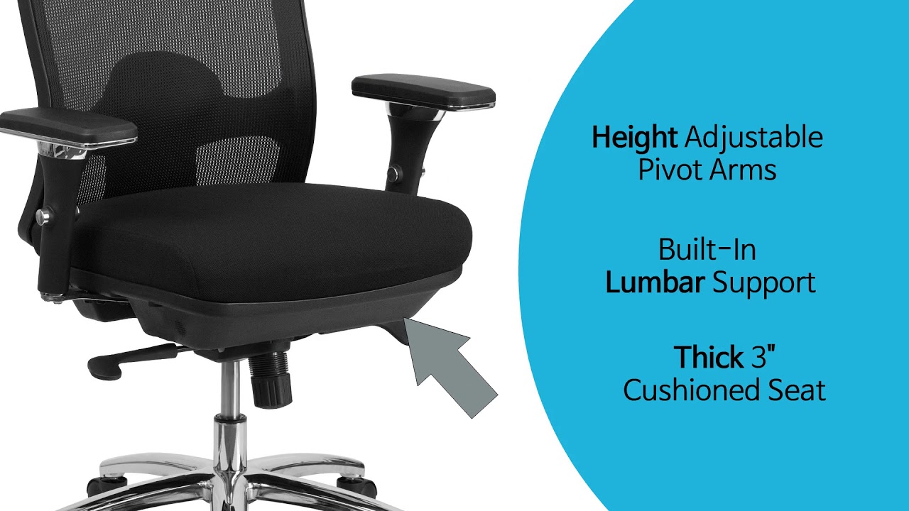 Husky Office® Big & Tall 24/7 350 Lb Mid-Back Mesh Office Chair - YouTube