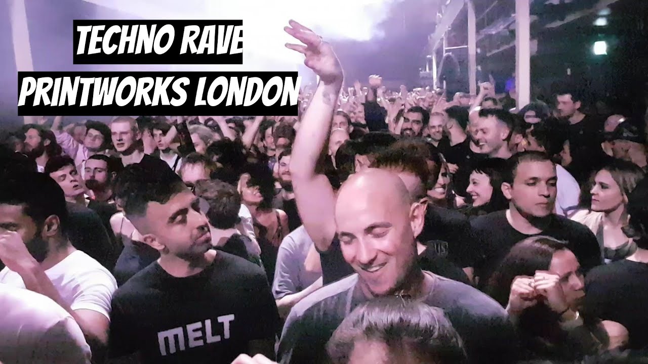 Techno Raving @ Printworks, London UK. Walking & Chatting. - YouTube