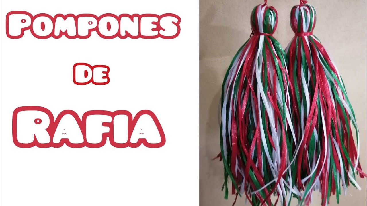 Como hacer pompones de rafia #mechudos #pompones de porristas DIY - YouTube