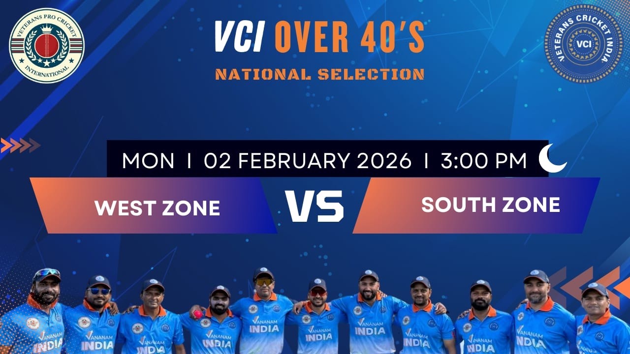 WEST ZONE VS SOUTH ZONE | VCI 40'S OVER NATIONAL SELECTION | MATCH NO ...