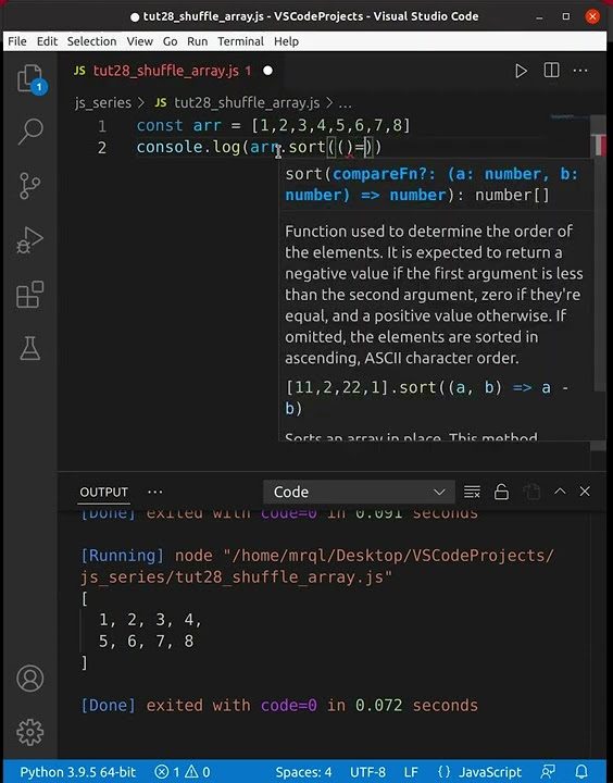 JS TIPS & TRICKS / ONE LINERS #28 #shorts - Shuffle the Array - YouTube