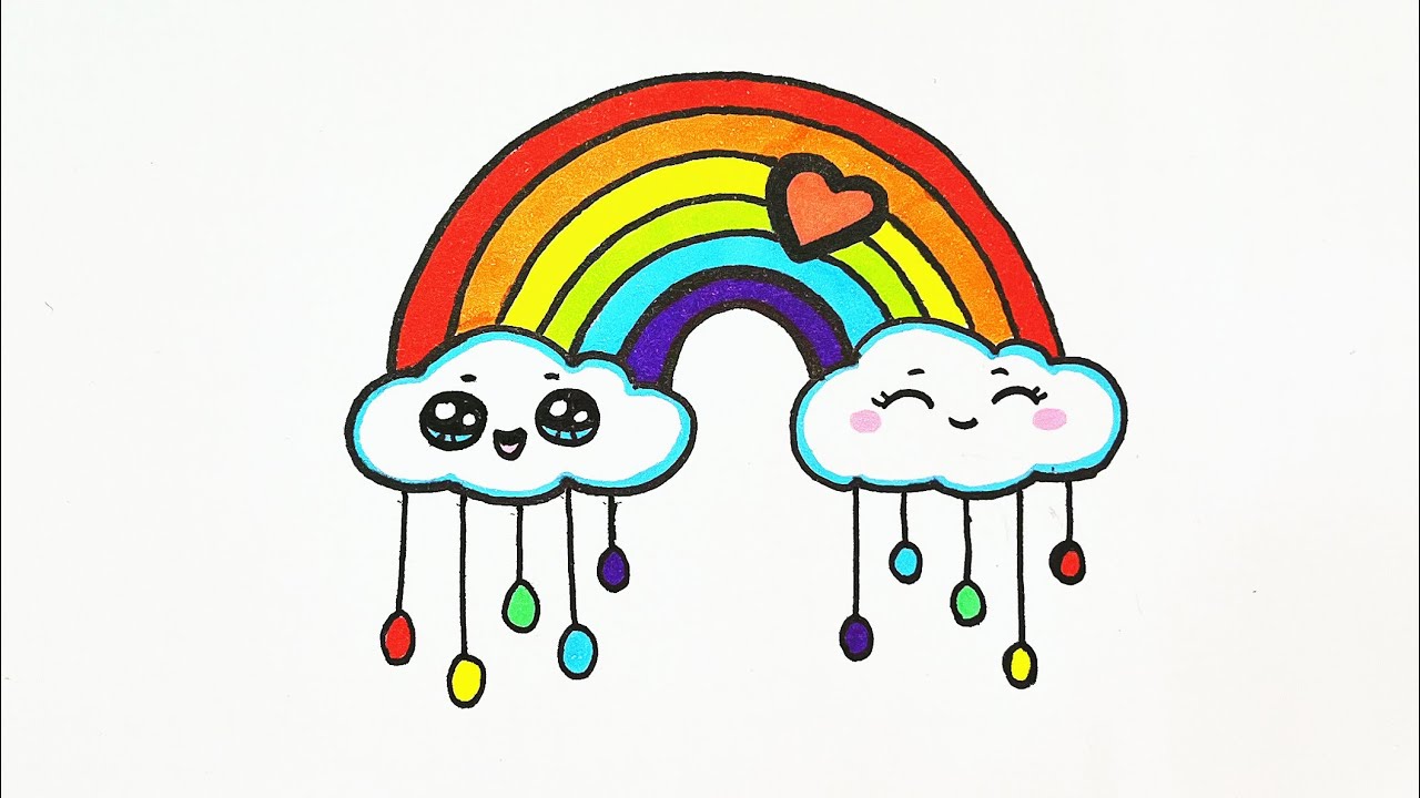 🌈Kolay Sevimli Bulut ve Gökkuşağı Nasıl Çizimi,Easy Cute Cloud and ...