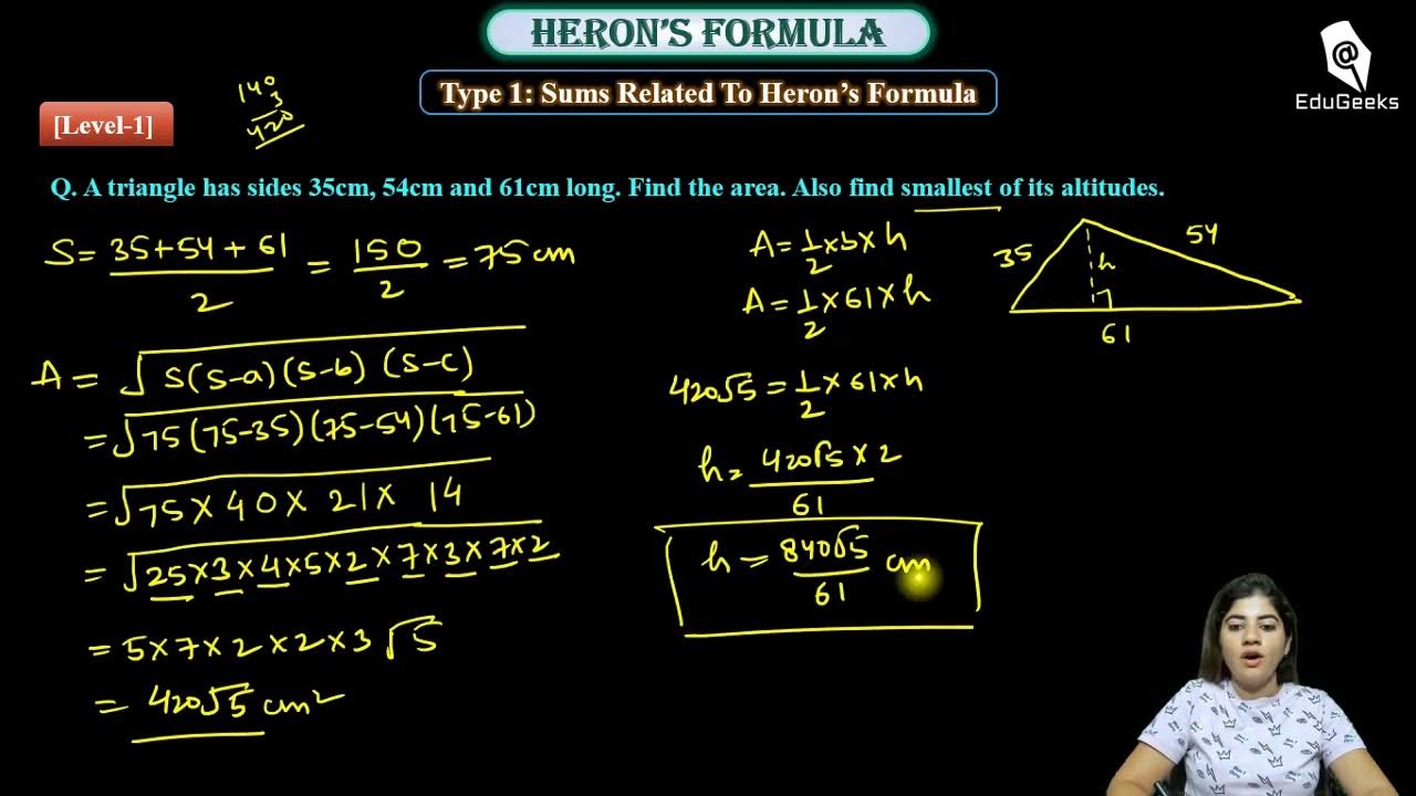 Sums Related to Heron's Formula - Heron's Formula | Class 9 Maths ...