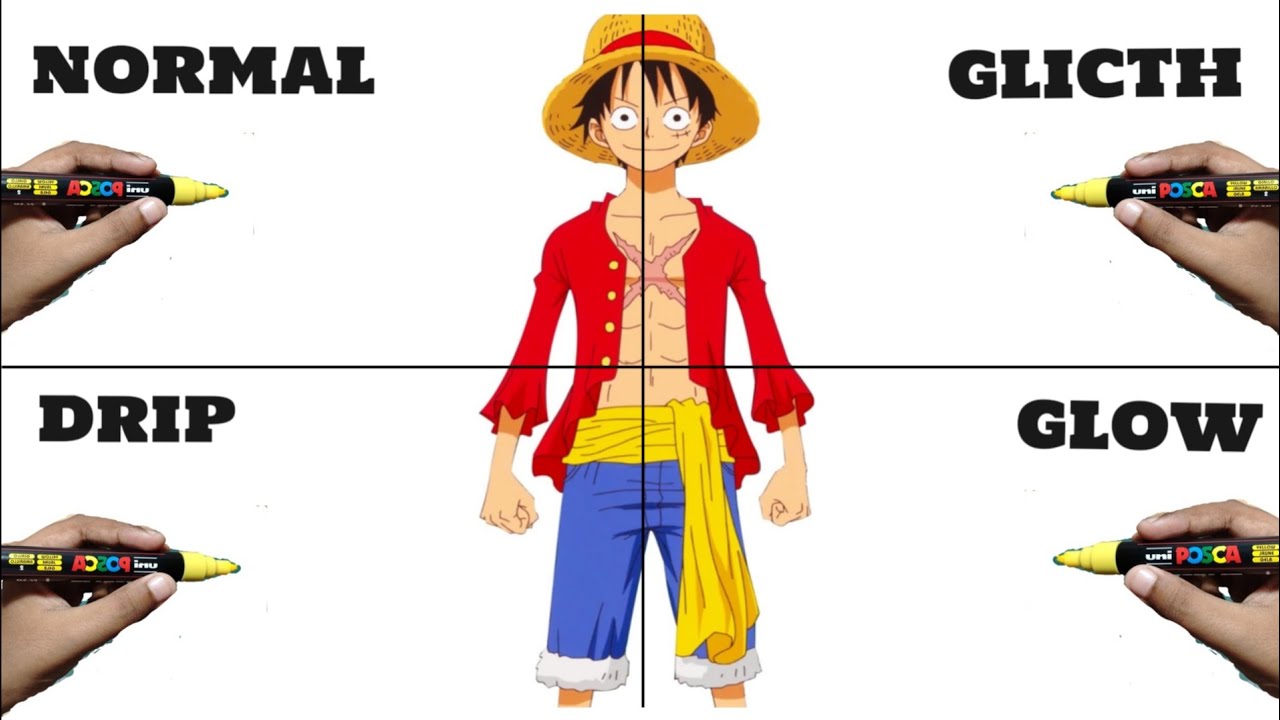Drawing Luffy From One Peice In 4 different Styles! - YouTube