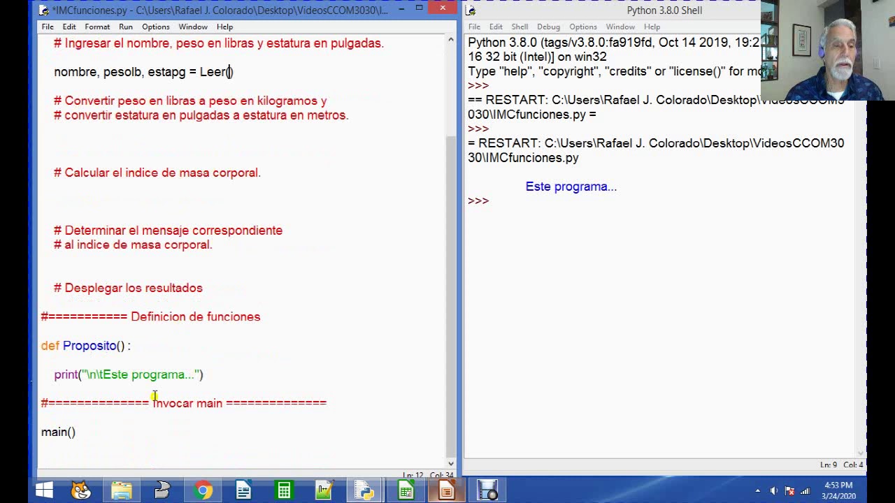 Indice de Masa Corporal en Python con Funciones Parte 2 - YouTube