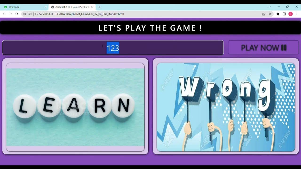 Alphabet Game Html Css Javascript Project Justforcode Youtube