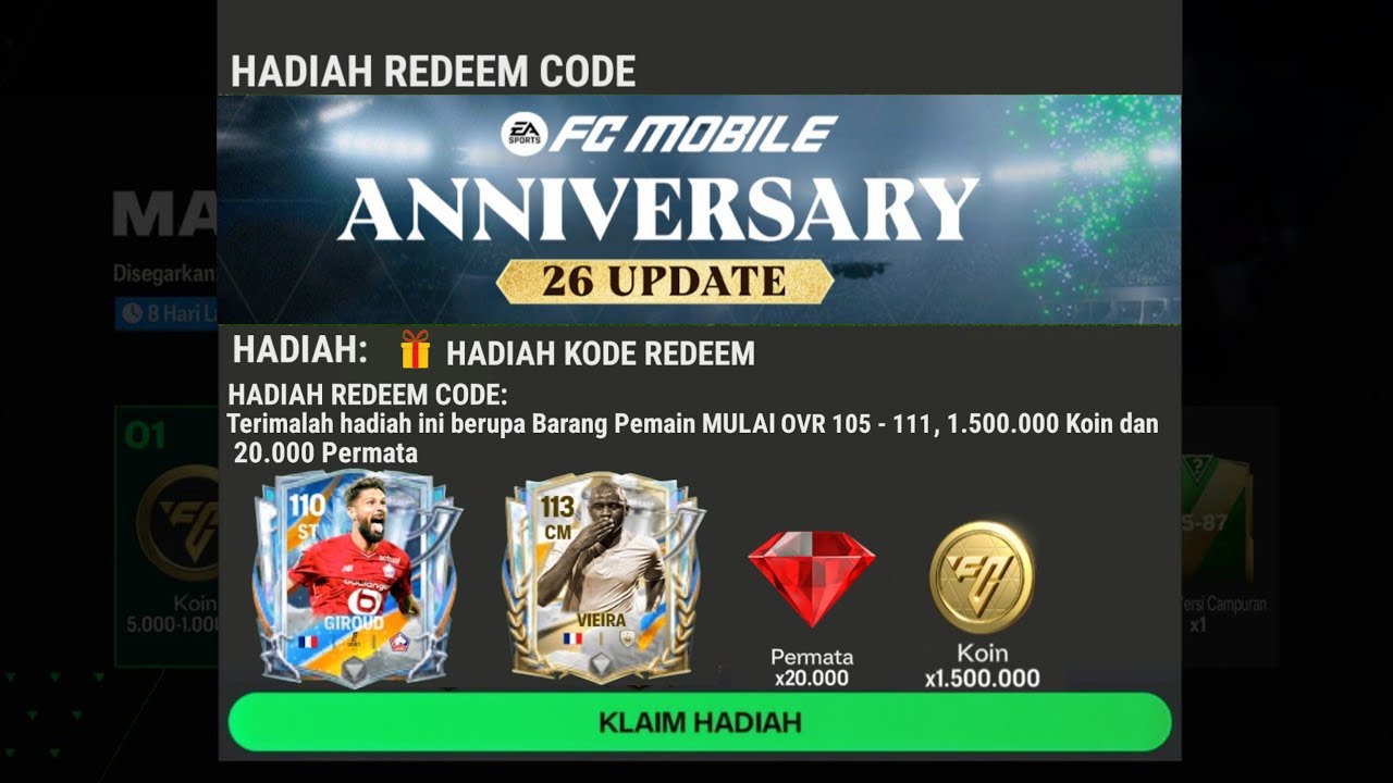 2 KODE REDEEM FC MOBILE TERBARU HARI INI CLAIM PEMAIN OVR 112 GRATIS | CARA REDEEMCODE FC MOBILE ...