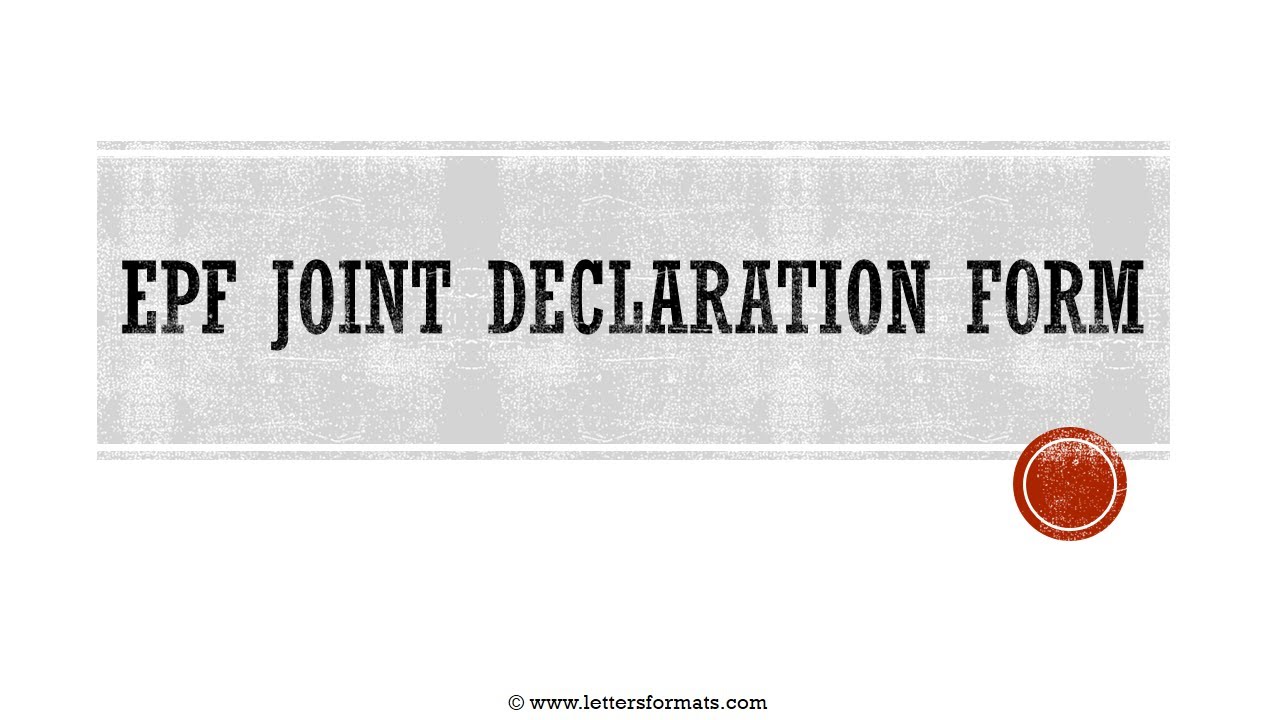How To Prepare A Joint Declaration Form For Pf Correction Youtube