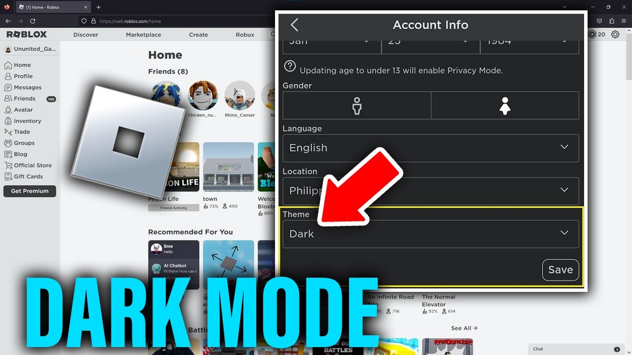 How to Enable Roblox Dark Mode 2025 | Turn on Dark Mode - YouTube