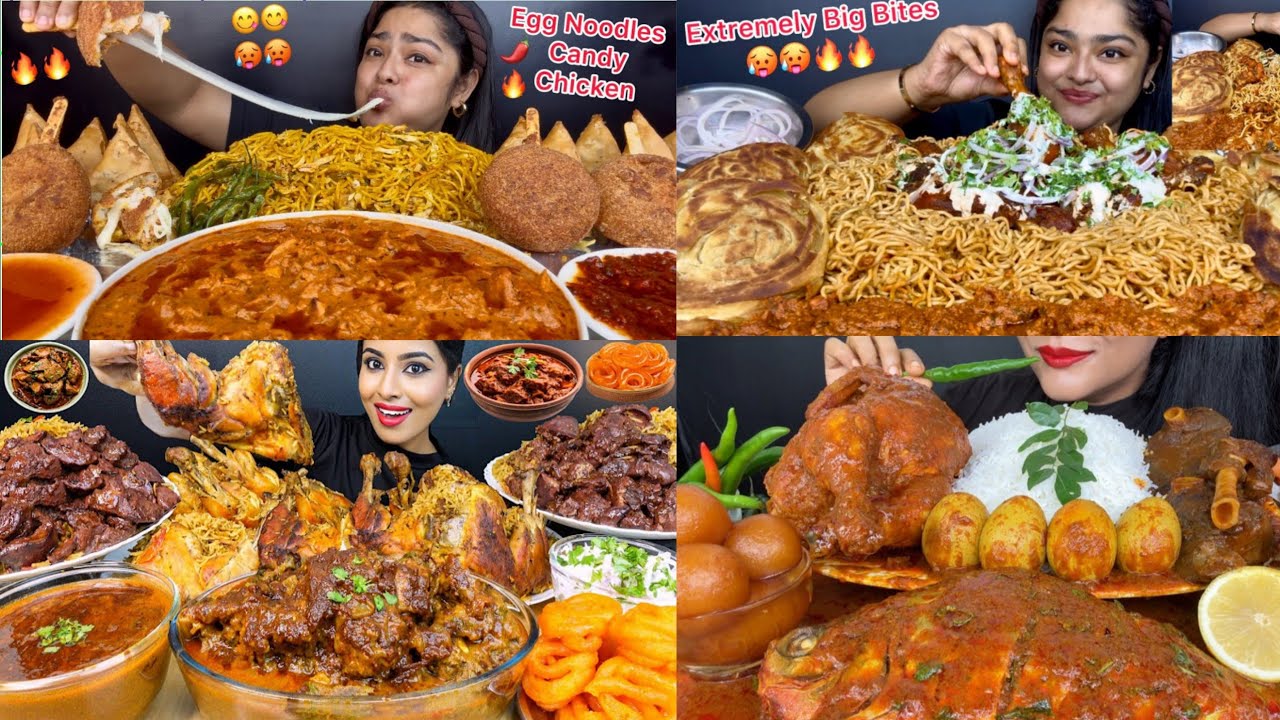 Asmr Eating Huge Spicy🔥 Food ,Messi eating Indian Mukbangers Big Bites ...