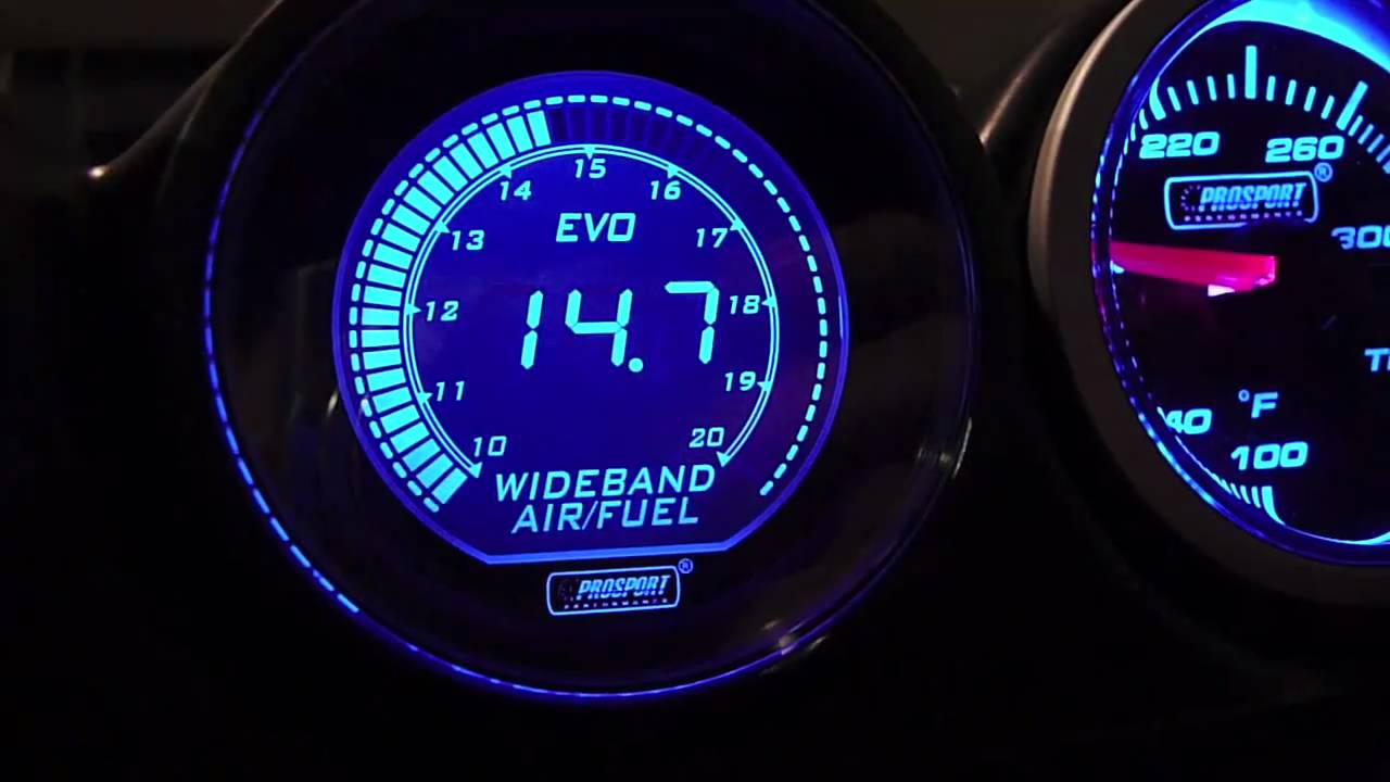 Prosport Evo wideband air/fuel meter gauge at Mach V Motorsports - YouTube