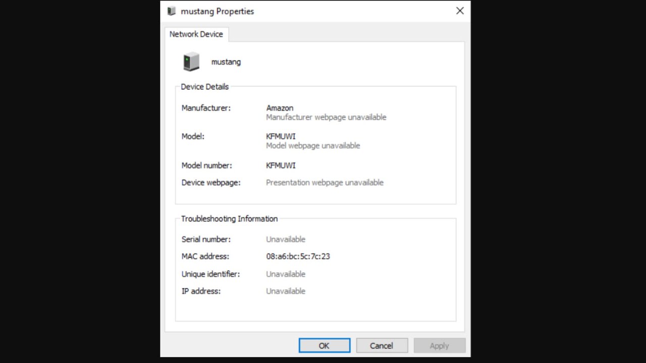 Remove Austin Amazon KFAUWI device showing on network in Windows 10/11 ...
