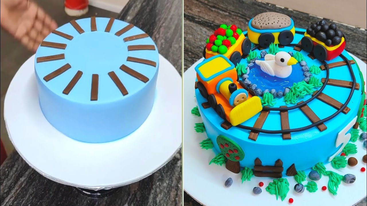 Train Theme Cake | Perfect Train Cake Recipe | Fondant Design Cake ...