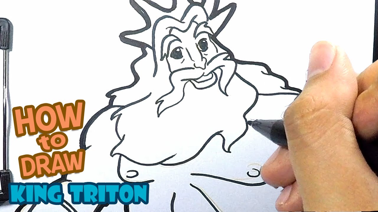 How to Draw The Little Mermaid | Drawing King Triton - YouTube