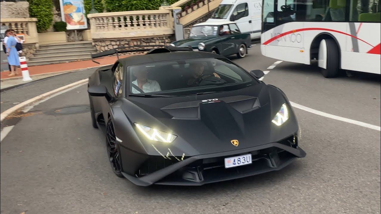 Carspotting In Monaco 🇲🇨 Lamborghini huracan sto edition ( matt black ...