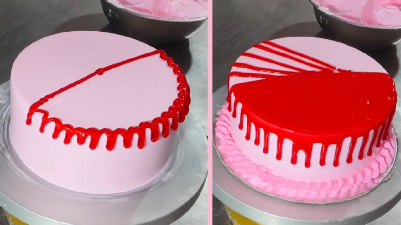 Strawberry Pink cake decoration//pink flowers cake decorating//Cake ...