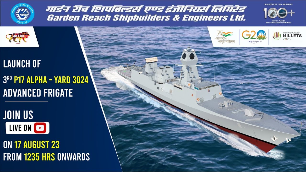 Launch of 3rd P17A - Yard 3024 Advanced Frigate - YouTube