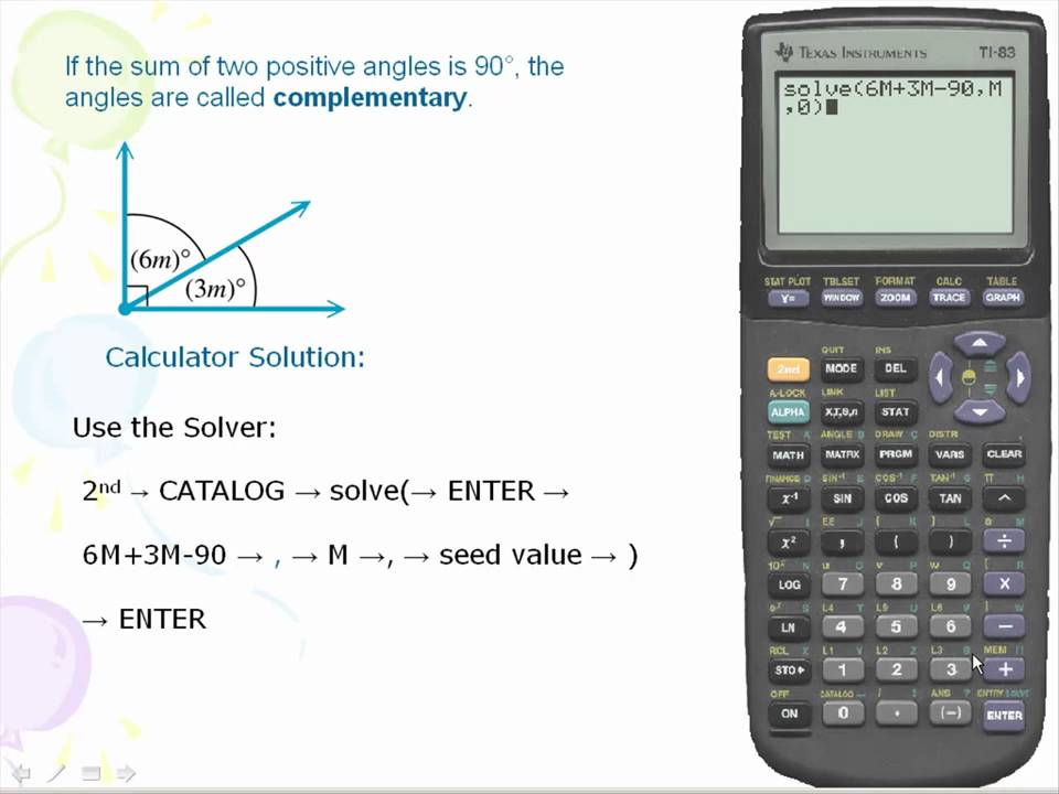 TI-83/84 - Complementary and Supplementary Angles - YouTube